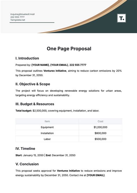 One Page Project Proposal Template 46 Free Proposal Templates Word