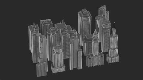 15 Building Low Poly Set 3d Model By Frezzy