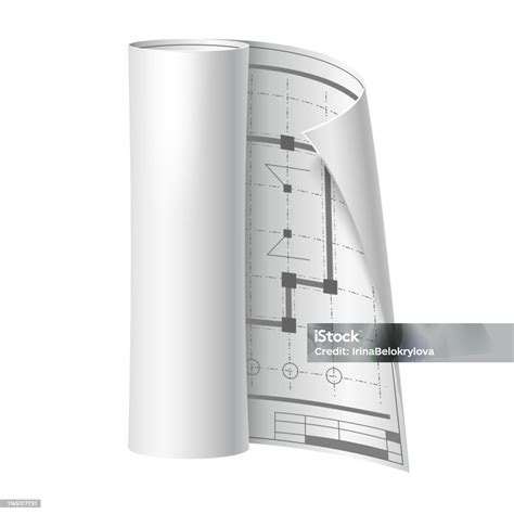 벡터 3d 엔지니어 드로잉 스크롤 용지 청사진 컴퓨터 보조 설계에 대한 스톡 벡터 아트 및 기타 이미지 컴퓨터 보조 설계 개발 건설 산업 Istock