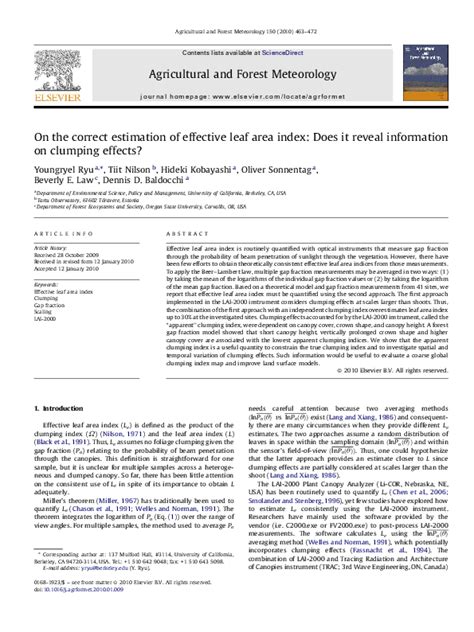 Pdf On The Correct Estimation Of Effective Leaf Area Index Does It Reveal Information On