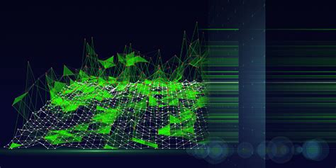 Abstract Background Contain Grid In Web With Blurred Lines On Dark Big Data Technology Wireframe