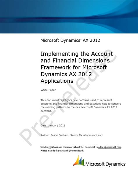 Implementing The Account And Financial Dimensions Framework Ax2012