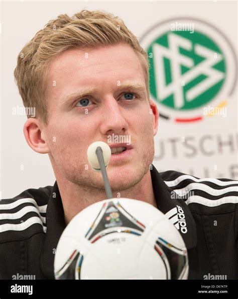 Germanys Andre Schuerrle Attends A Press Conference Of The German National Soccer Team In
