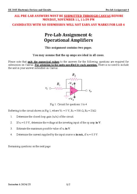 Pre Lab 4 Assignment Lab Session Ee 2005 Electronic Devices And Circuits Pre Lab Assignment