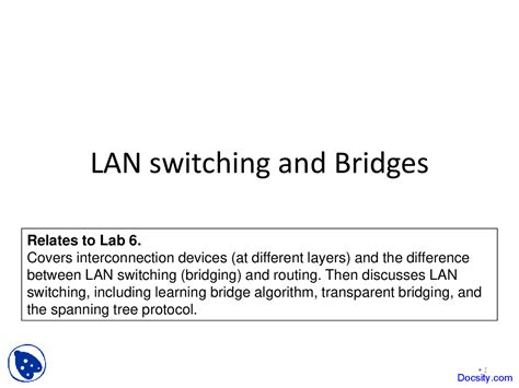 Switching And Bridges Internet Lecture Slides Docsity