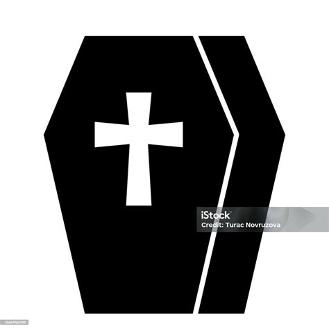 관 솔리드 아이콘입니다 십자 표시가 있는 묘지 상자 할로윈 파티 벡터 개념 흰색 배경에 문자 모양 픽토그램 검은색에 대한 스톡 벡터 아트 및 기타 이미지 Istock