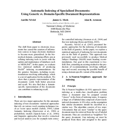 Automatic Indexing Of Specialized Documents Using Generic Vs Domain Specific Document