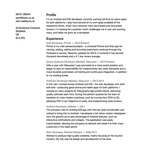 FREE 7 Sample Android Developer Resume Templates In PDF