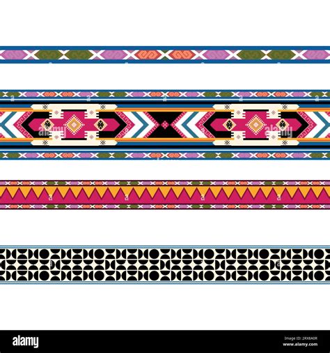 A Set Of Four Different Geometric Border Patterns On A White Background Stock Vector Image And Art