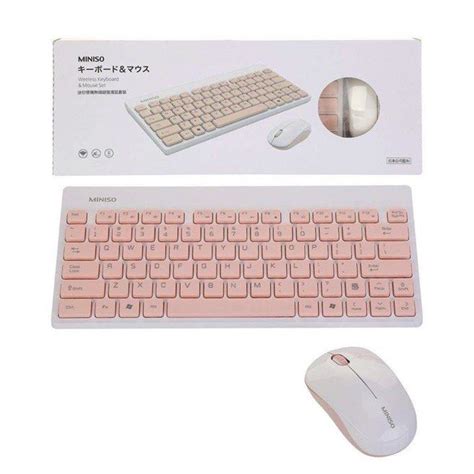 Miniso Wireless Keyboard Mouse Set Pink And Wireless Mouse Keyboard Set White Pink Computers