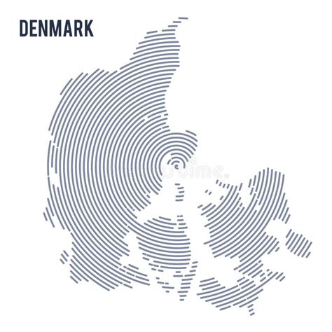 Vector Abstract Hatched Map Of Denmark With Spiral Lines Isolated On A White Background Stock