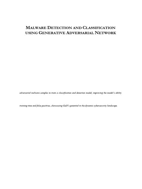 Malware Detection And Classification Using Generative Adversarial