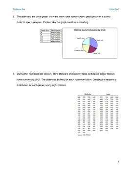 Statistics Problem Set Organizing Data By Debra Goldstein TPT