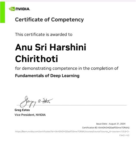 anu sri harshini chirithoti on linkedin deeplearning nvidia
