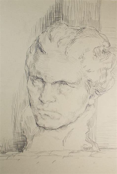 Original Pencil Sketchclassical Head Circa 1940s Hilda Burford