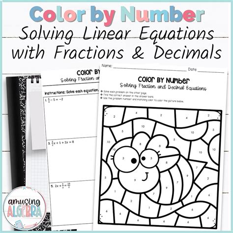 Solving Linear Equations With Fractions And Decimals Coloring Activity Made By Teachers