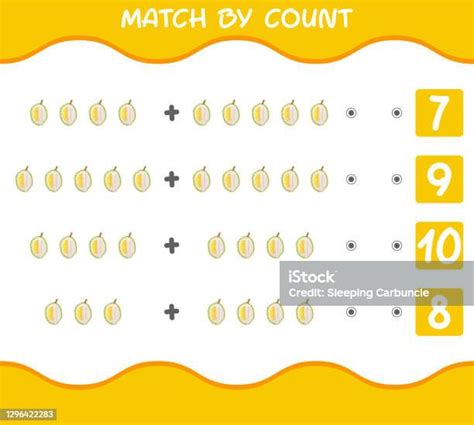 만화 두리안의 수에 의해 일치합니다 게임을 일치하고 계산합니다 사전 쇼올 년 어린이와 유아를위한 교육 게임 0명에 대한 스톡