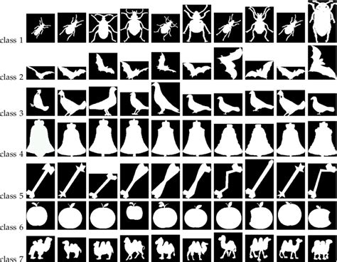 A Few Samples Of Some Classes From Mpeg 7 Ce 1 Shape Dataset Download Scientific Diagram