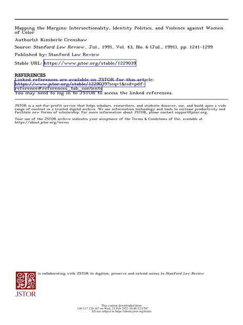 Mapping The Margins Pdf Intersectionality Feminism