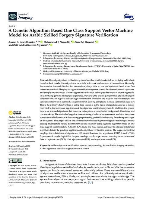 Pdf A Genetic Algorithm Based One Class Support Vector Machine Model For Arabic Skilled