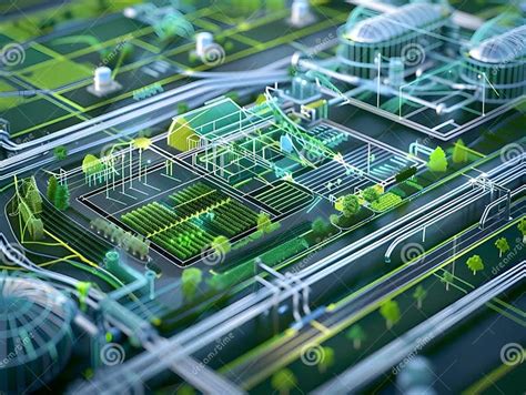Intricate Schematic Diagram Of Interconnected Sustainable Agriculture Systems And Data Driven