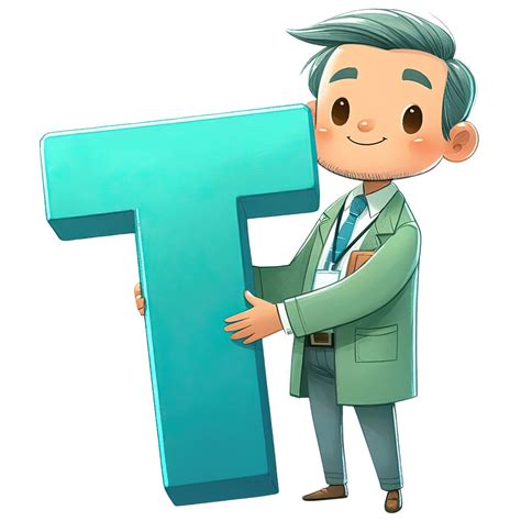 Sticker Cu Un Manager Care Tine Litera T Scoala Abecedar Elevi Silitori Invata Alfabet