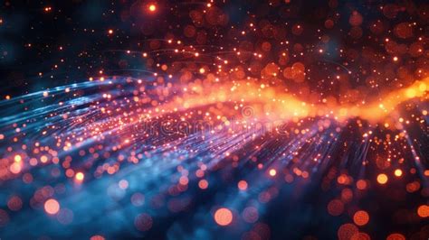 Abstract Digital Wave Of Glowing Red And Blue Particles Dynamic Flow Aig53 Stock Image