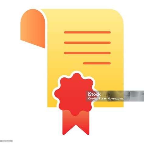 인증서 용지 플랫 아이콘입니다 흰색에 격리 된 물개 벡터 그림디플로마 웹 및 응용 프로그램을 위해 설계된 스탬프 그라데이션 스타일 디자인 종이 Eps 10 공부에 대한 스톡