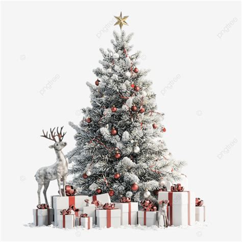 선물과 순록이 있는 축제 크리스마스 트리 장식 크리스마스 나무 선물 Png 일러스트 및 이미지 에 대한 무료 다운로드 Pngtree
