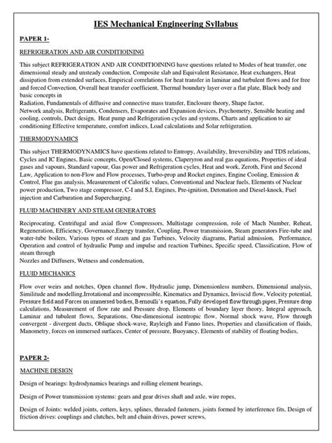 Ies Mech Engg Syllabus 2017 Pdf Fluid Dynamics Heat Transfer