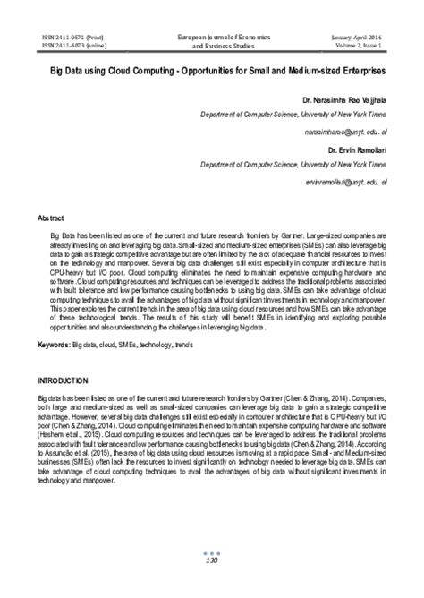 Pdf Big Data Using Cloud Computing Opportunities For Small And