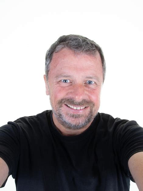 Premium Photo Forties Middle Aged Man Handsome Make Cell Selfie Photo With Mobile Phone On