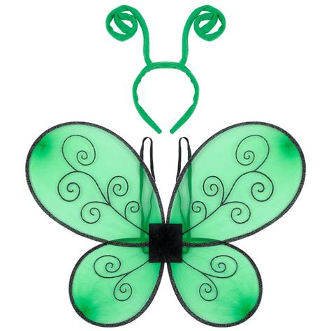 Funcredible Green Bug Wings And Antenna Headband Fly Wings Mantis