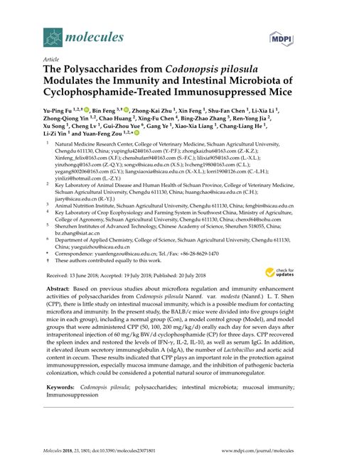 Pdf The Polysaccharides From Codonopsis Pilosula Modulates The