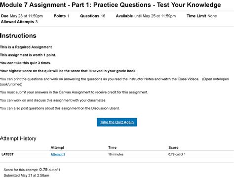 Module 7 Assignment Part 1 Practice Questions Test Your Knowledge