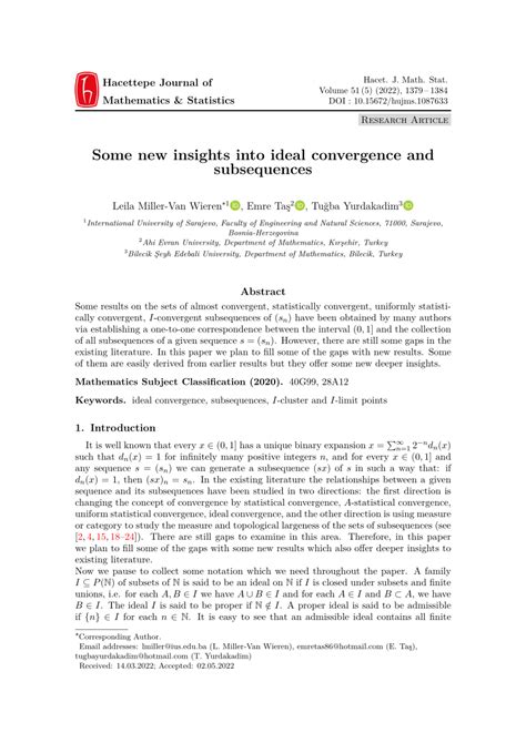 Pdf Some New Insights Into Ideal Convergence And Subsequences