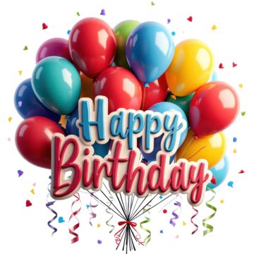 Festive Happy Birthday Balloons With Confetti Design Happy Birthday