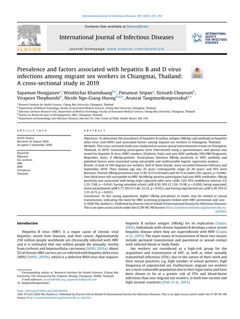 Pdf Hepatitis B And D Virus Infections Prevalence And Associated