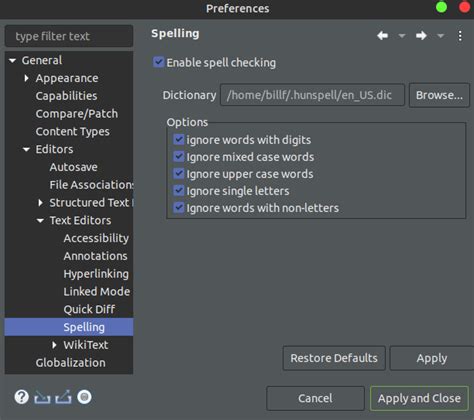Eclipse Spell Check Using The Hunspell Plugin Home Documentation