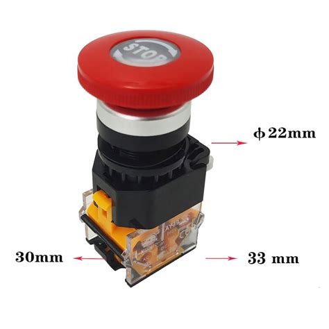 Silver Contacts Self Locking Emergency Stop Button Vicedeal