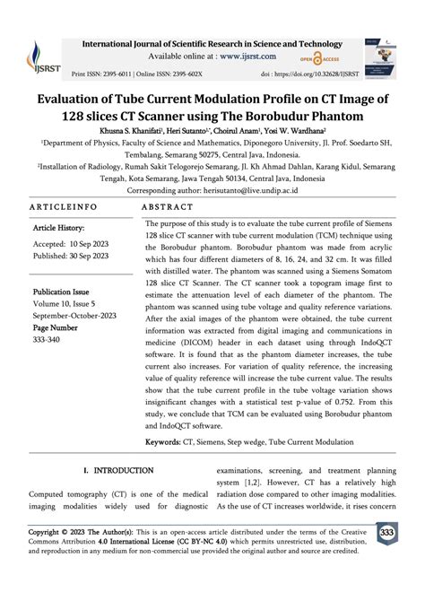 Pdf Evaluation Of Tube Current Modulation Profile On Ct Image Of 128 Slices Ct Scanner Using