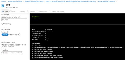 About The Operation Of Stop Azure V2 Vms In Runbooks Gallery Microsoft Qanda