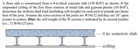 Solved A Floor Slab Is Constructed From A 4 In Thick