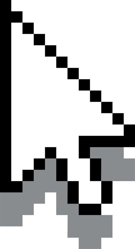 Pixel Illustration Of A Mouse Cursor Hovering With Shadow Isolated On Transparent Background
