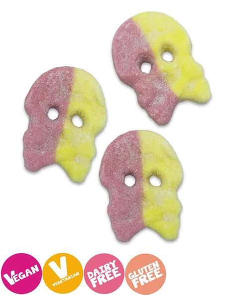 Bubs Sour Raspberry And Lemon Foam Skulls Loose Sweets Dairy Free Vegan Malvern Sweets