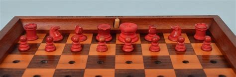 Antique Jaques And Son Chess Set And Board In Statu Quo Design Circa 1890