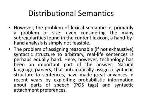 Ppt Corpus Linguistics Formal Vs Distributional Semantics Powerpoint