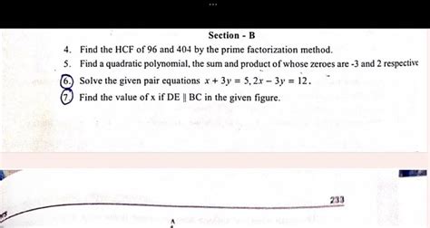 Section B4 Find The Hcf Of 96 And 404 By The Prime Factorization Meth