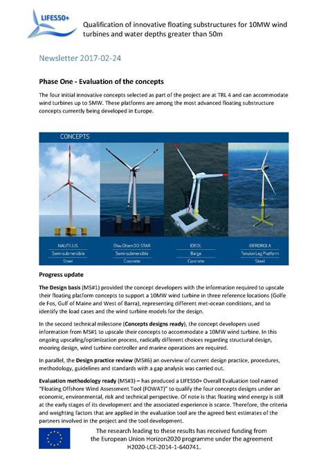 Qualification Of Innovative Floating Substructures For 10mw Wind Turbines And Water Depths
