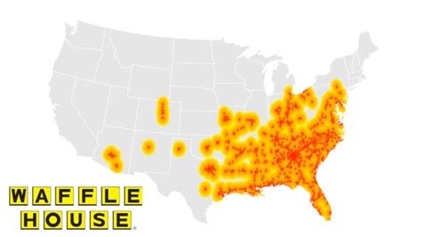 Distribution Of Waffle Houses In The Us Maps On The Web